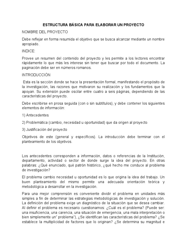 Estructura Básica para Elaborar Un Proyecto | PDF | Science