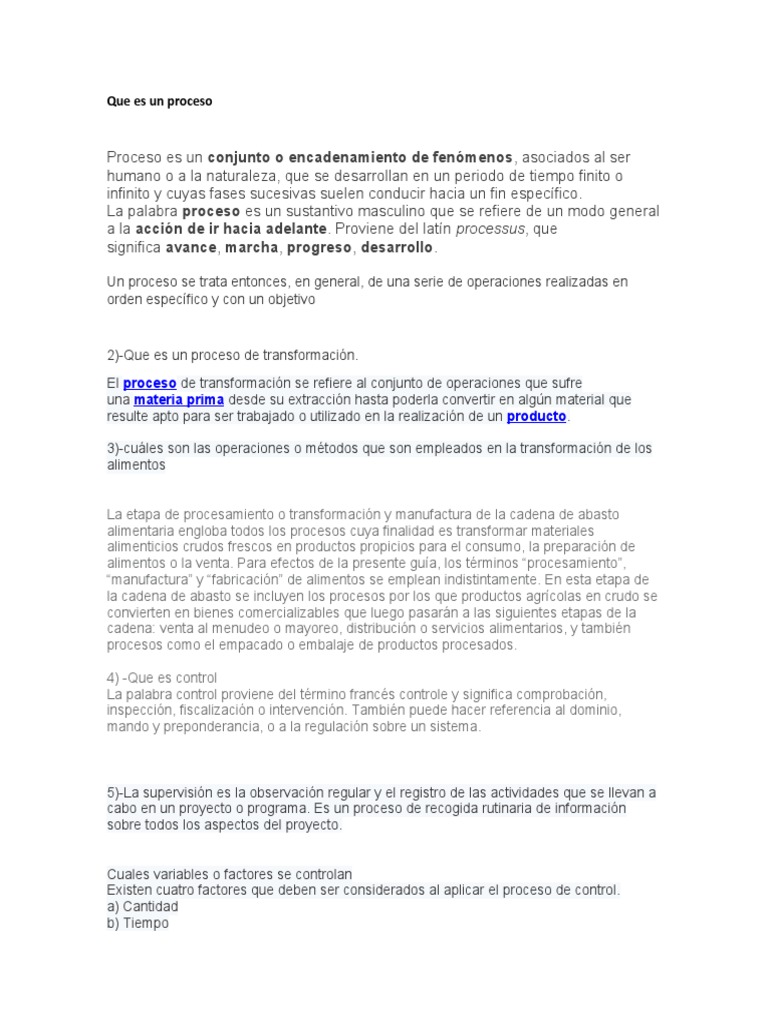 Definición y tipos de procesos | PDF | Alimentos | Economias