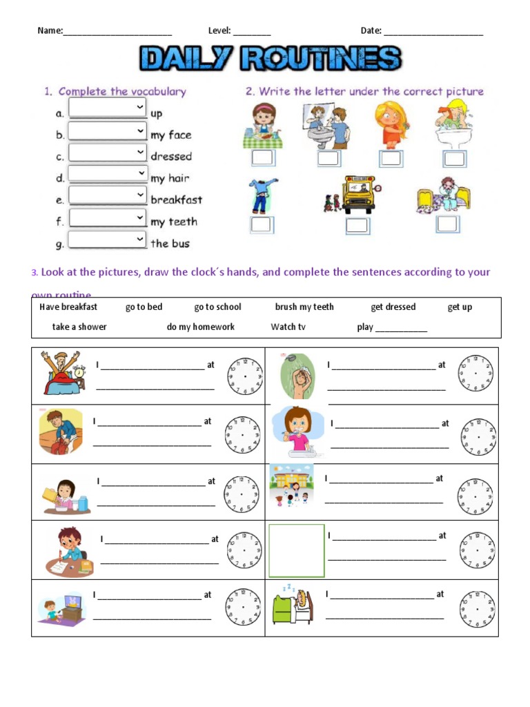 Daily Routine Worksheet | PDF