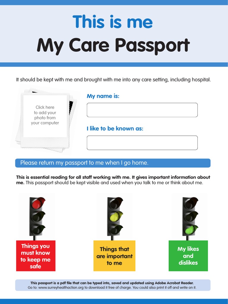 This Is Me My Care Passport Pdf Health Sciences Clinical Medicine