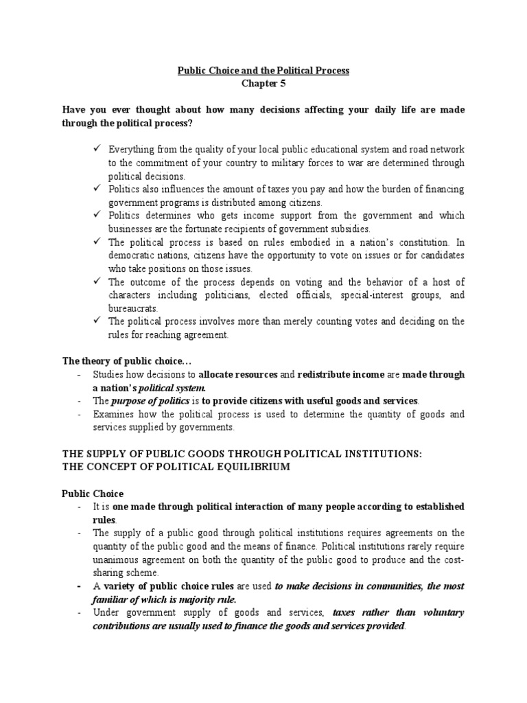 Political Process and Public Choice Analysis | PDF