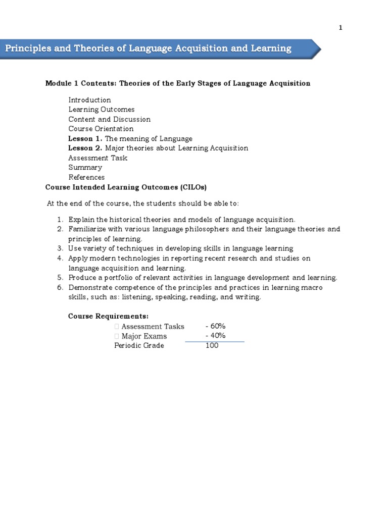 El103 - Module 1 | PDF | Language Acquisition | Aphasia