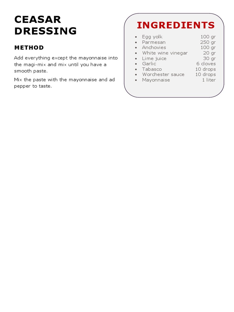 Ceasar Dressing | PDF