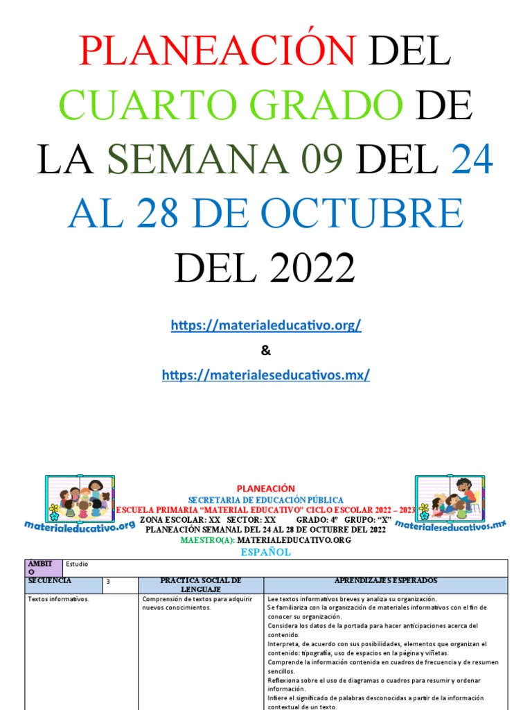 Cuarto Grado: Planeación | PDF