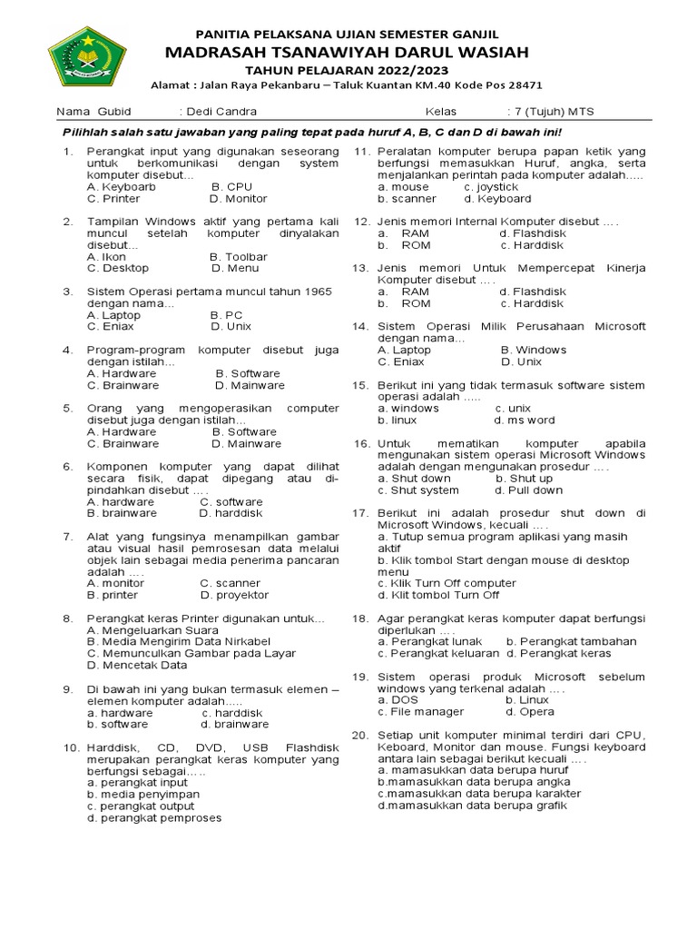 Tik 1 MTS | PDF | Teknologi & Rekayasa