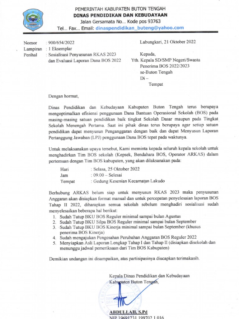 Undangan Sosialisasi Penyusunan RKAS 2023 | PDF