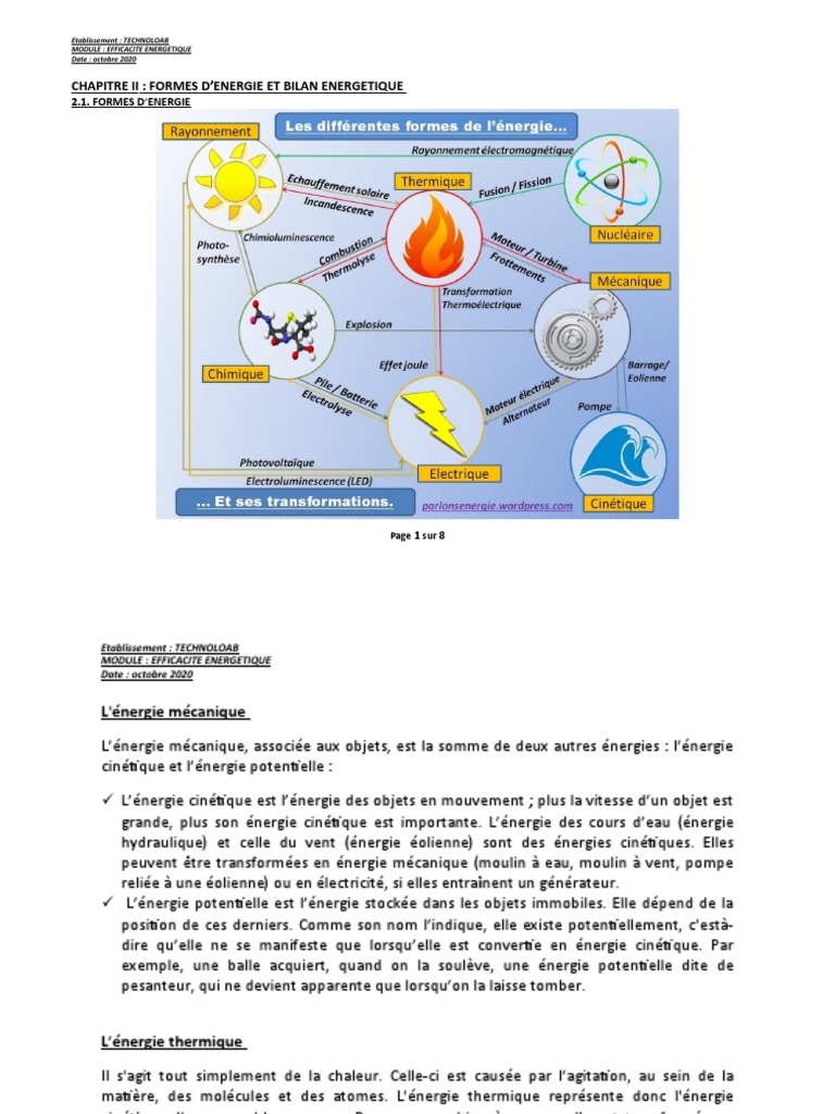 Bilan énergétique et formes d'énergie | PDF | Économie énergétique ...