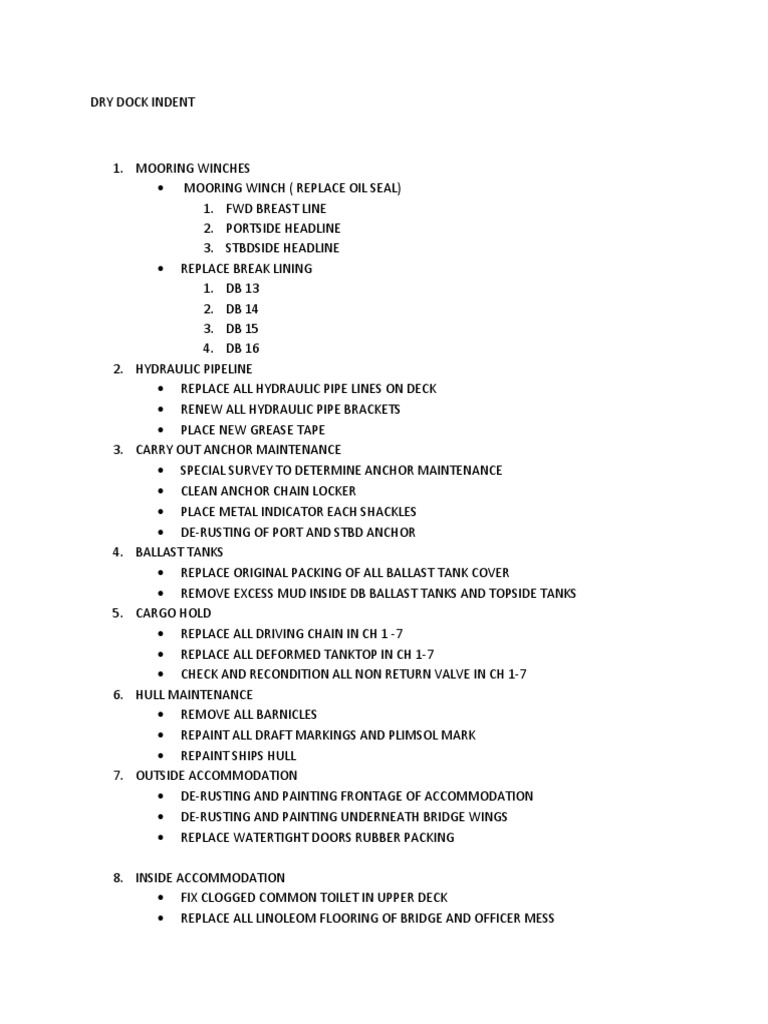 Dry Dock Indent | PDF | Technology & Engineering