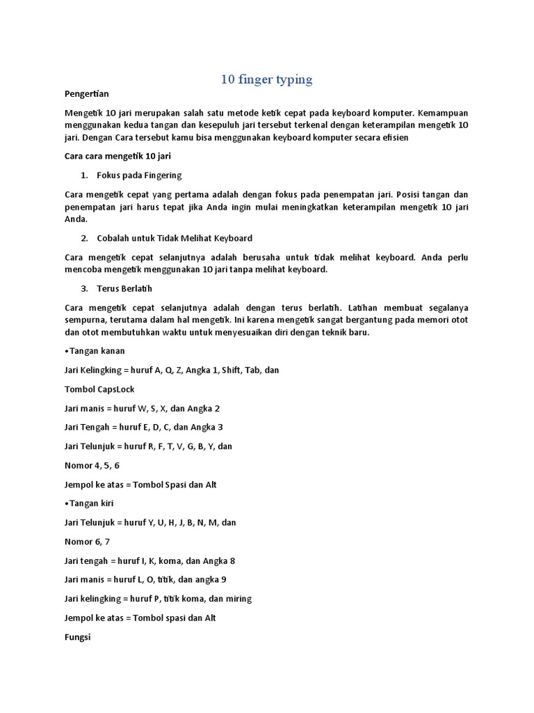 10 Finger Typing | PDF | Career & Growth