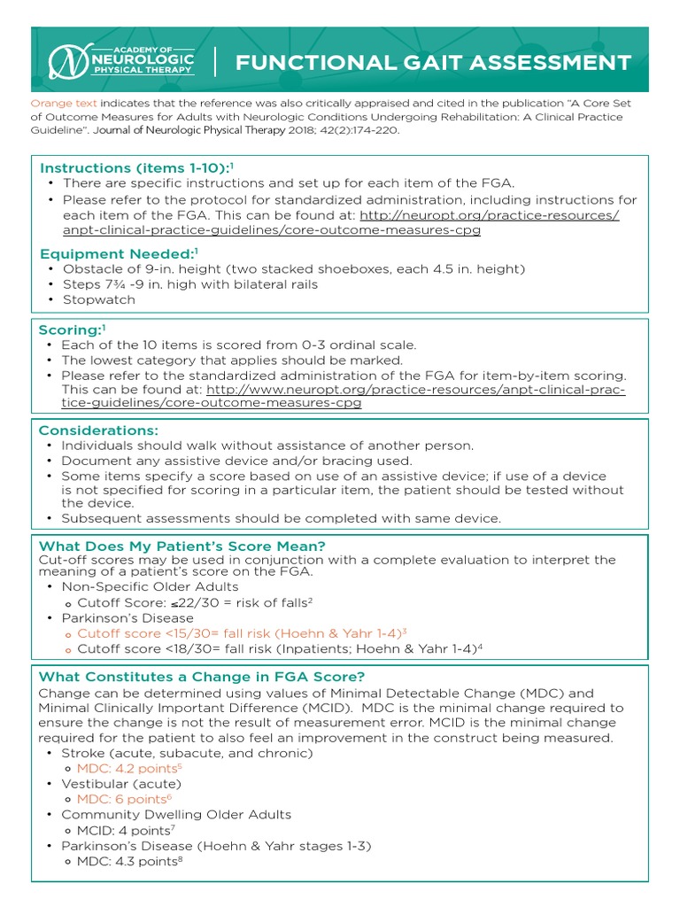 Function Gait Assessment Pocket Guide | PDF | Physical Therapy | Neurology
