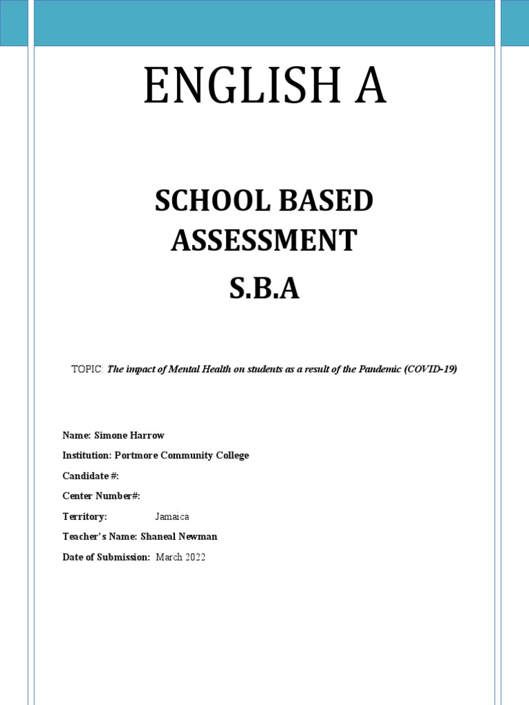 English A Sba | PDF | Mental Health | Mental Disorder