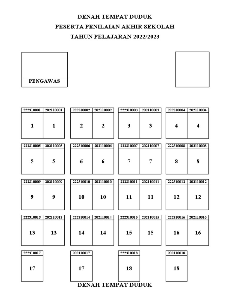 Denah Tempat Duduk | PDF | Teknologi & Rekayasa