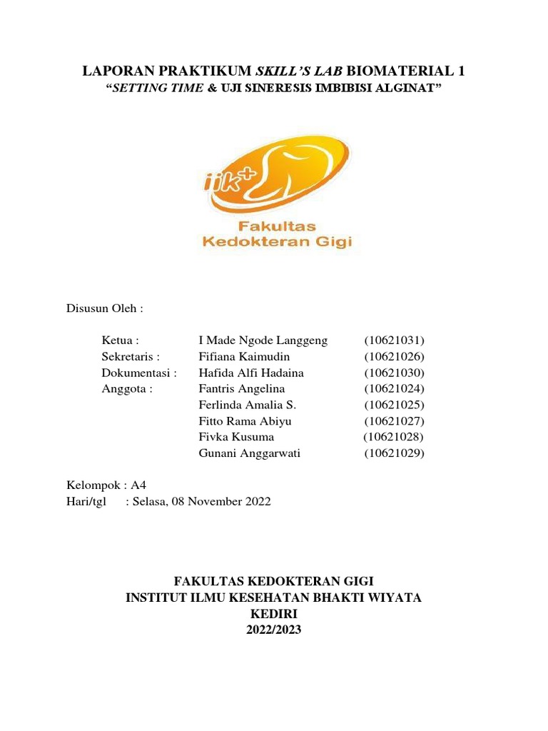 LAPRAK Sineresis Imbibisi Alginat | PDF