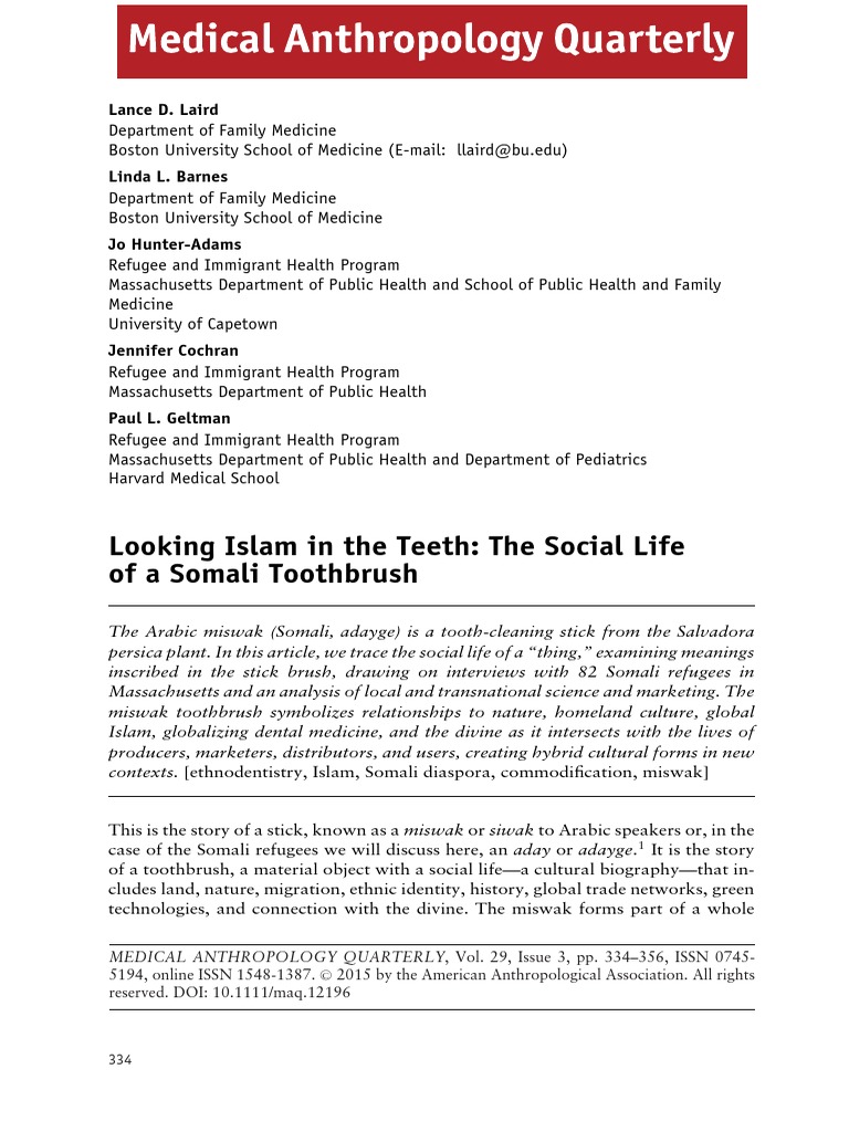 Looking Islam in The Teeth The Social Life of A Somali Toothbrush | PDF ...