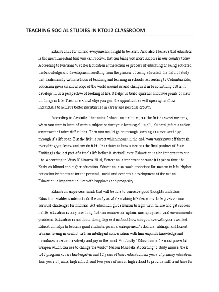 TEACHING SOCIAL STUDIES IN KTO12 CLASSROOM - Docx 1 | PDF | Social ...