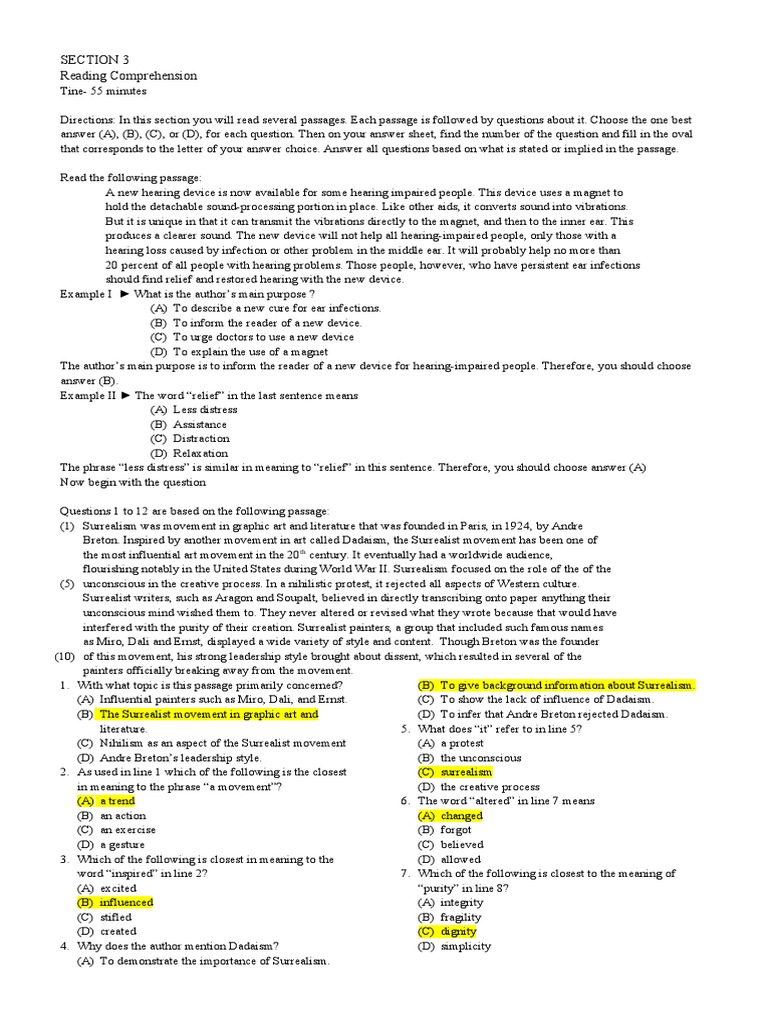 Reading Comprehension | PDF | Surrealism | Pyotr Ilyich Tchaikovsky