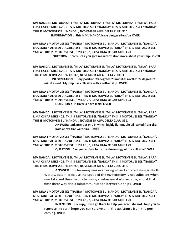 Dialog Emergency Situation | PDF | Ships | Shipping