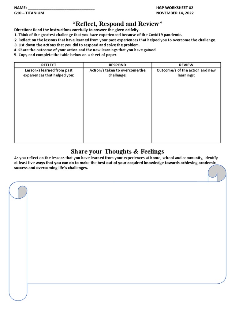 Reflect, Respond and Review | PDF