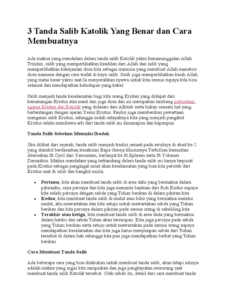 3 Tanda Salib Katolik Yang Benar Dan Cara Membuatnya | PDF