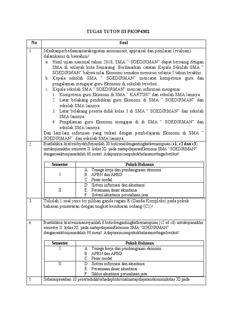 Tugas Tuton Iii Pkop4302 | PDF