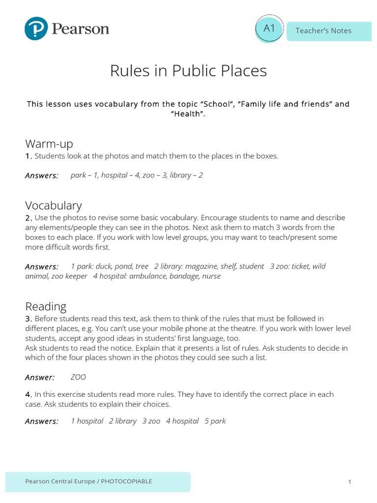 Public Places Rules Lesson Plan | PDF
