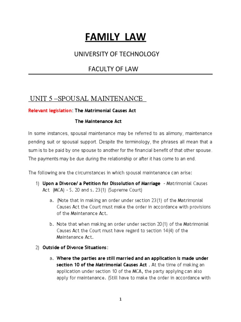 Spousal Maintenance Laws Guide | PDF | Alimony | Marriage