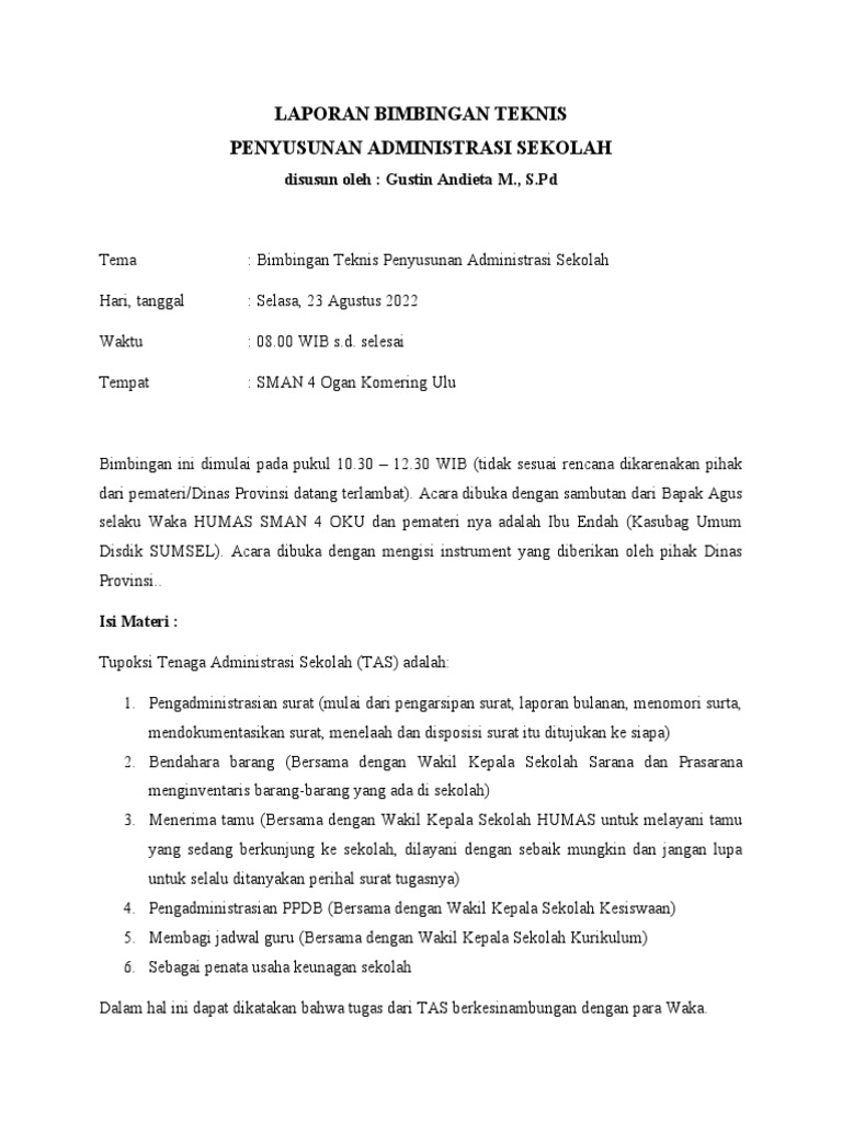 Laporan Bimbingan Teknis | PDF