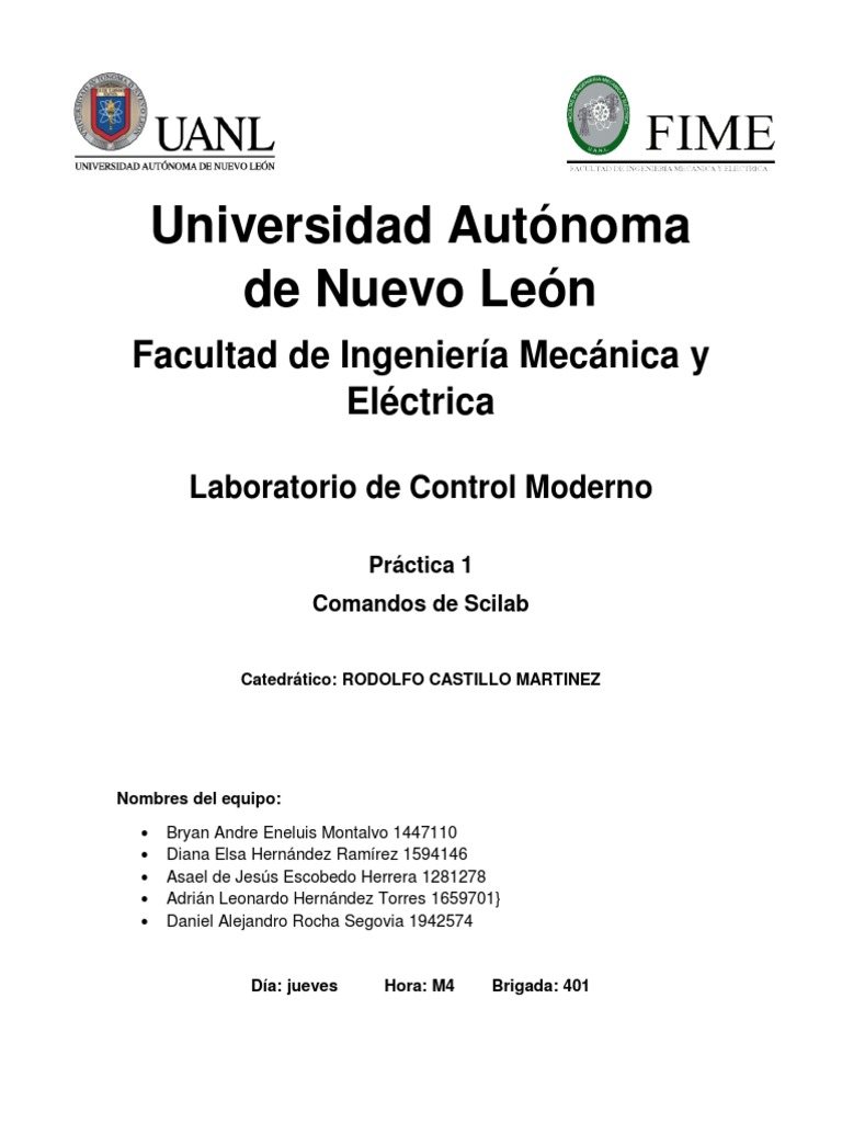 Practica 1 Control Moderno | PDF | Métodos y materiales de enseñanza ...