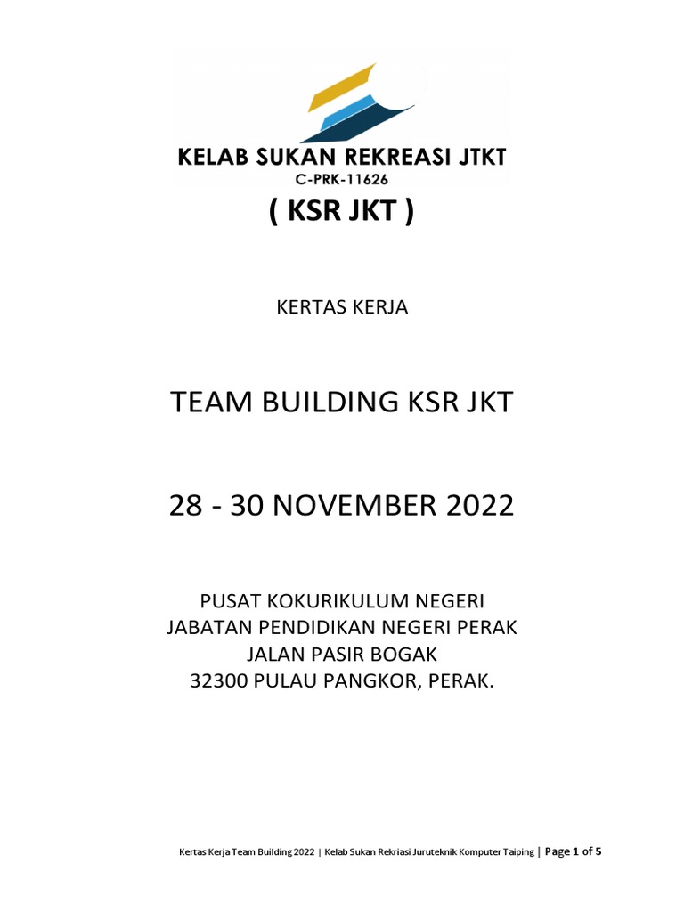 Kertas Kerja Team Building KSR JKT | PDF