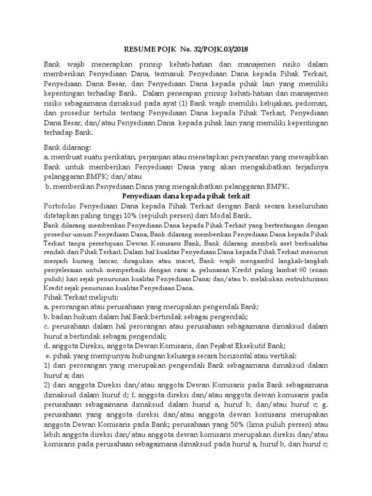 RESUME POJK No 32 | PDF
