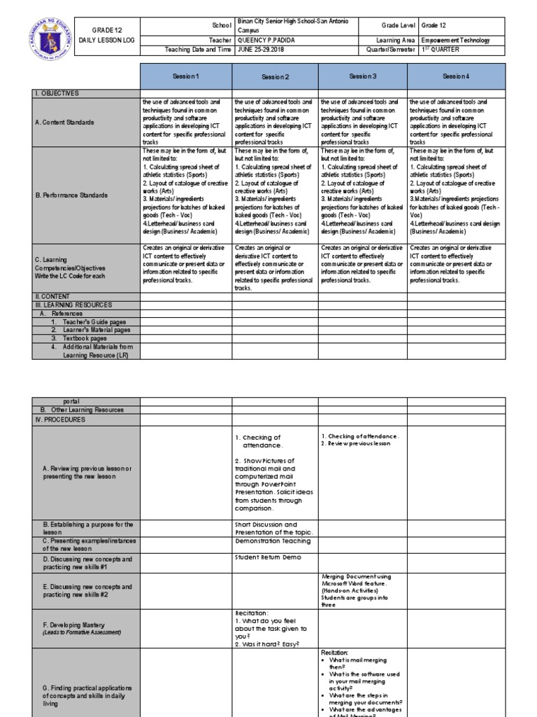 Grade 12 Empowerment Tech Lesson Plan | PDF | Art