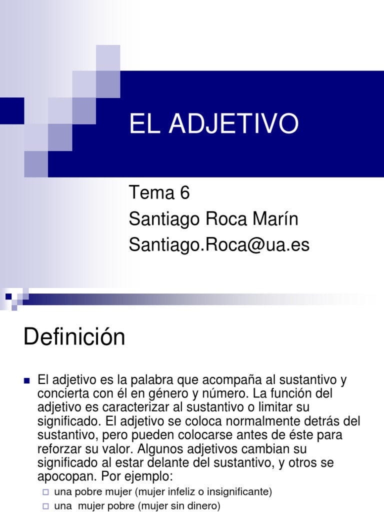 Adjetivos Tipos | PDF | Adjetivo | Relaciones sintácticas