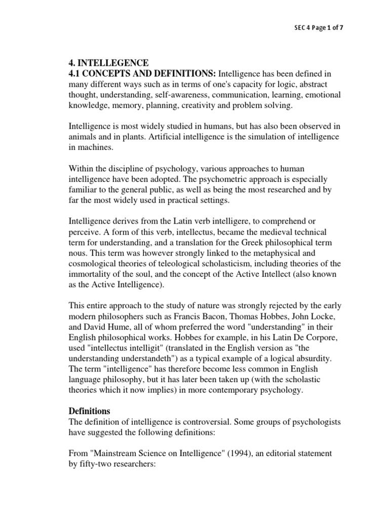 Sec 4 Basic | PDF | Intelligence | Cognitive Science