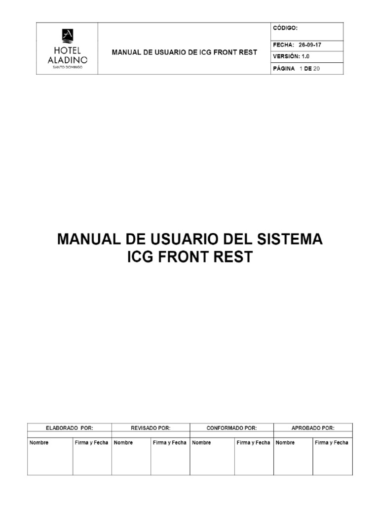 Manual de Usuario Del Sistema Icg Front Rest - PDF Descargar Libre | PDF