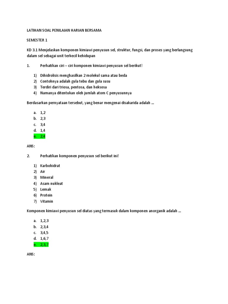 Lat Soal PHB Biologi | PDF