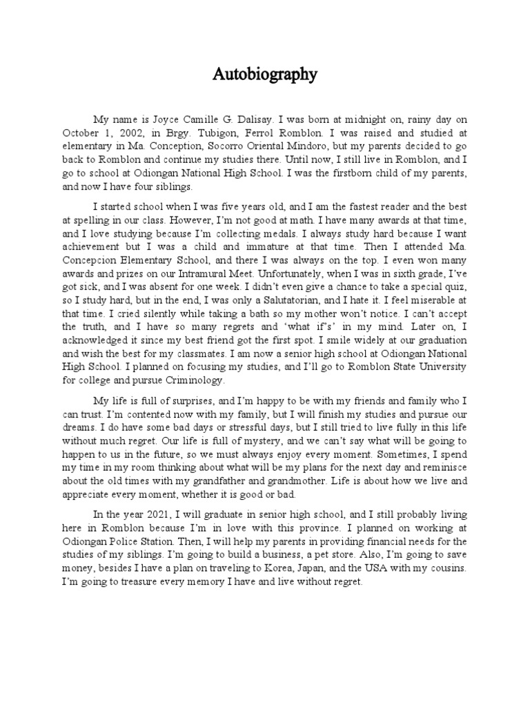 My Autobiography | PDF | Language Arts & Discipline