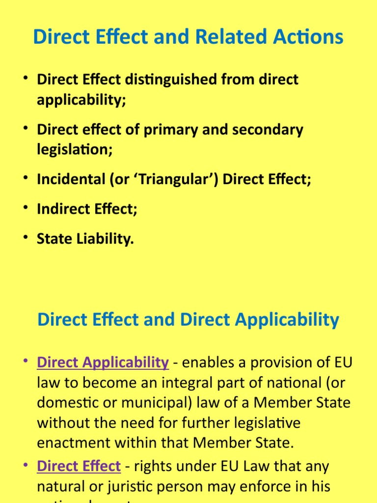 Direct Effect and Related Actions | PDF | Finance & Money Management