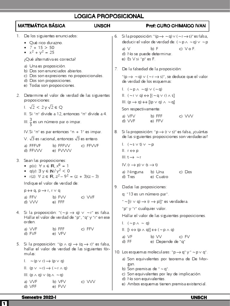 Practica 01 - Logica | PDF