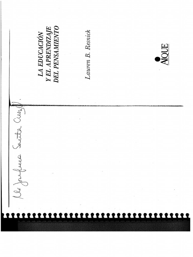 RESNIK 1987 La Educacion y El Aprendizaje Del Pensamiento | PDF RESNIK 1987 La Educacion y El Aprendizaje Del Pensamiento | PDF