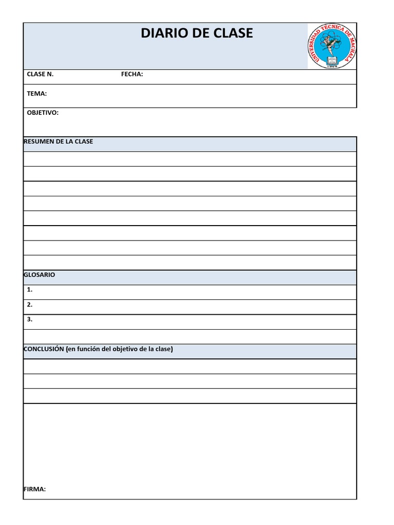 Formato de Diario de Clase 2018 | PDF