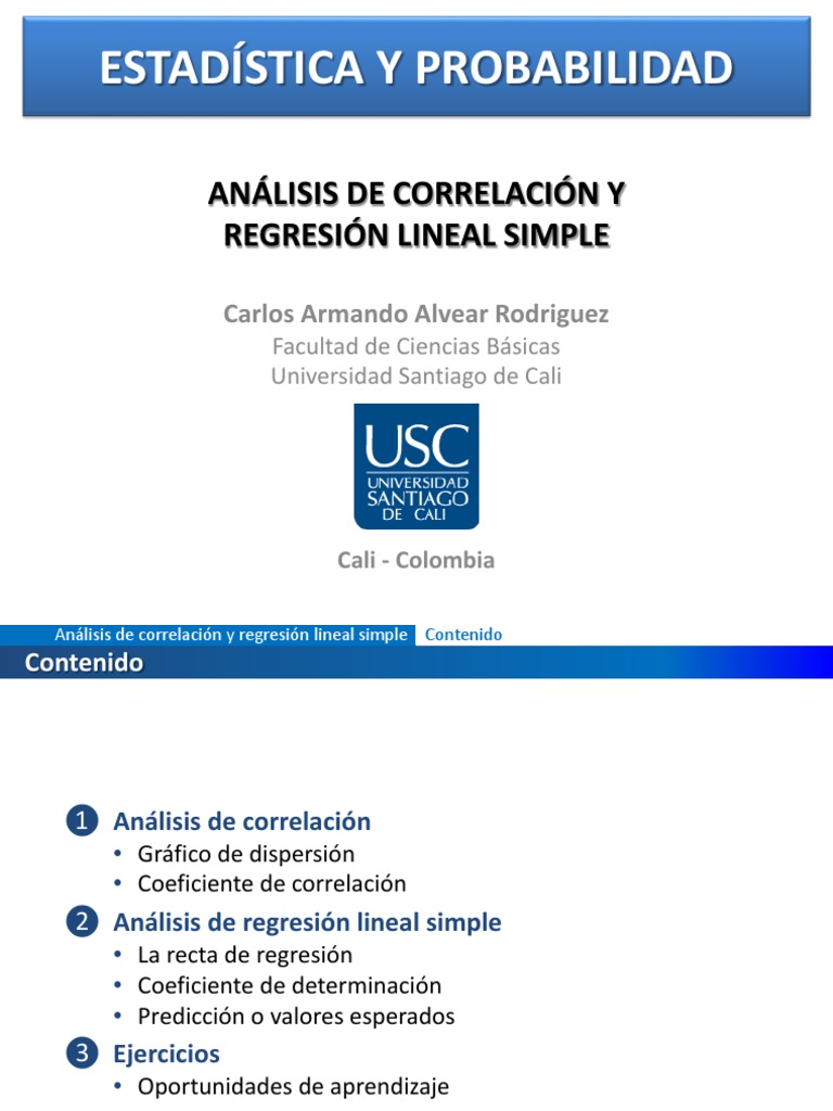 Presentación - Análisis de Correlación y Regresión Lineal Simple | PDF
