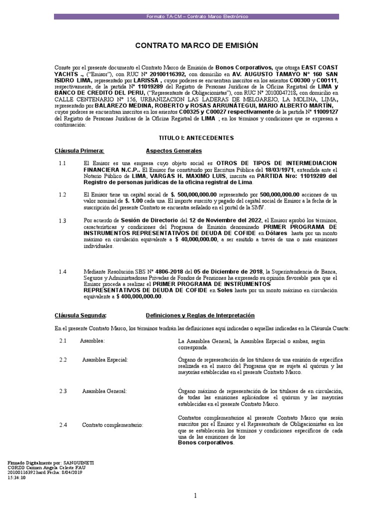 Contrato Del Bono | PDF
