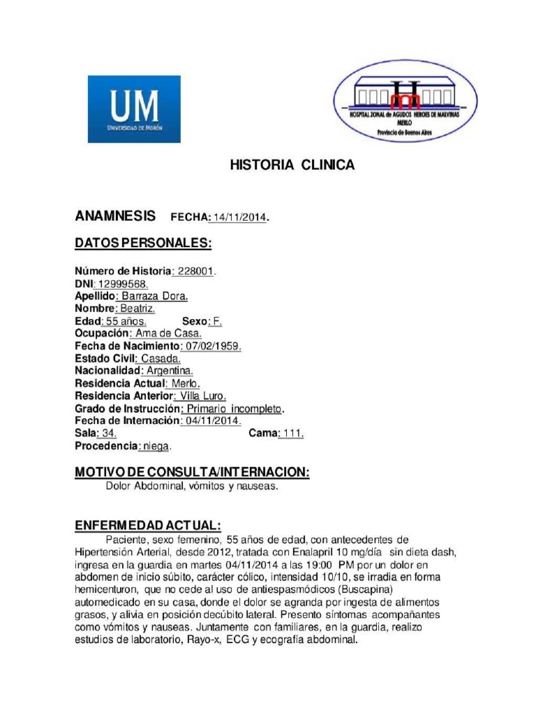 PDF Ejemplo de Historia Clinica Compress | PDF