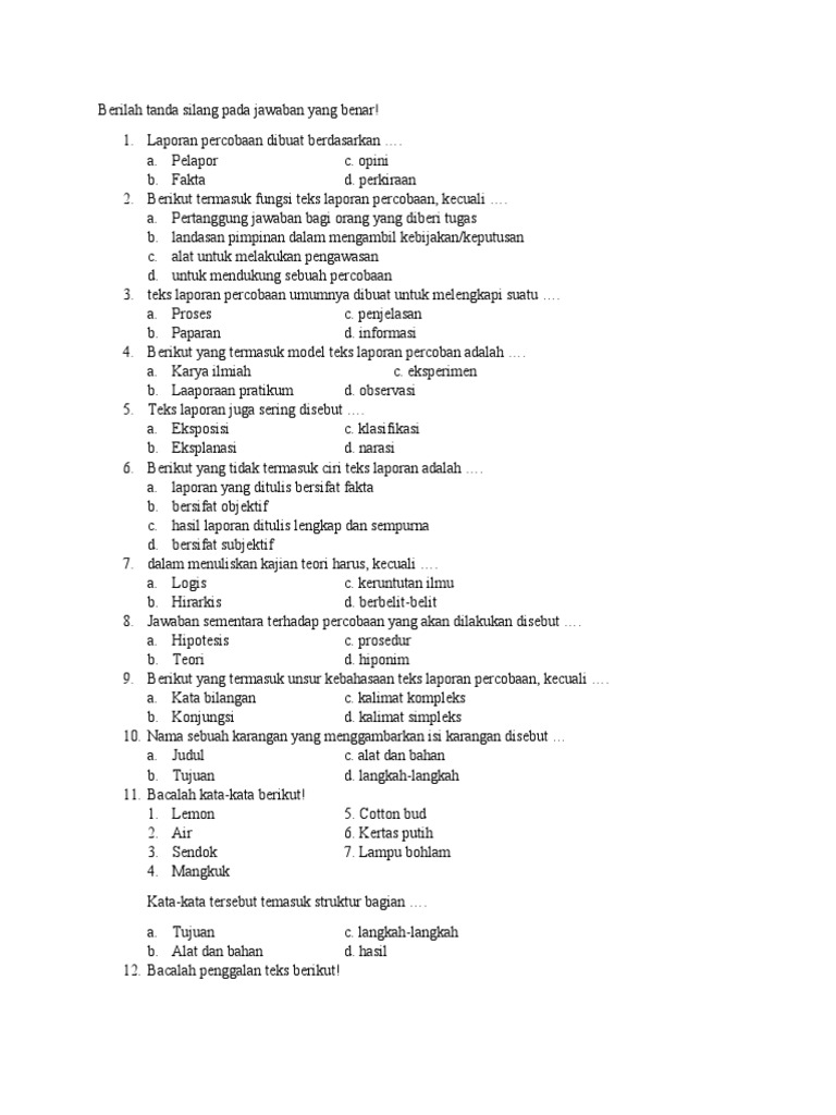 Soal B.indo Kelas 9 | PDF