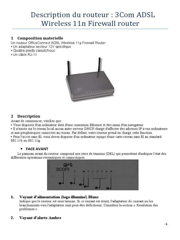 3-TP 2 - Reseau À Infrastructure-Configuration Routeur 3com en Point ...