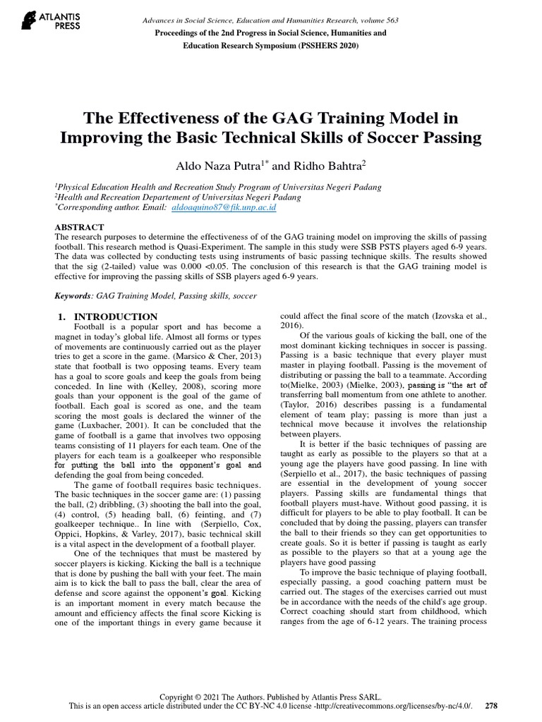 The Effectiveness of The GAG Training Model in Improving The Basic Technical Skills of Soccer ...