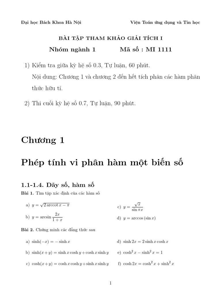 MI1111-Bai Tap | PDF