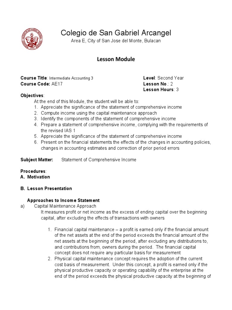 Intermediate Accounting 3: Comprehensive Income Module | PDF | Revenue ...