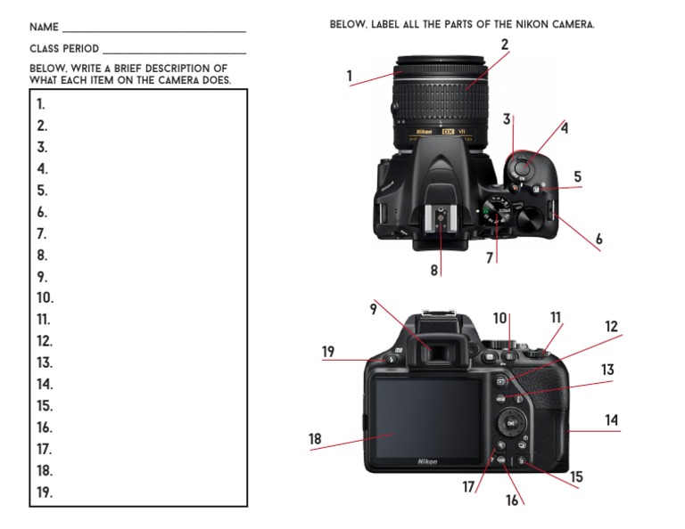 D3500 Camera Parts and Descriptions Handout | PDF