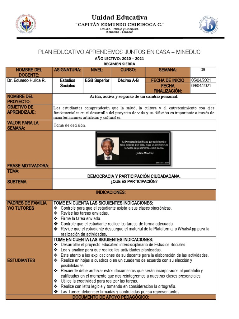 2Q - Decimo Egb - Semana 09 | PDF